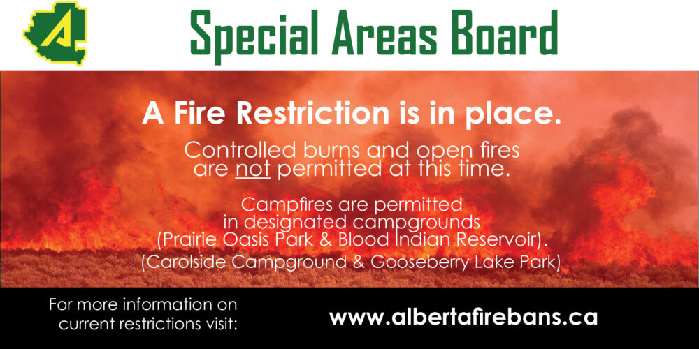 Fire Restriction in place – August 20, 2020 - Special Areas Board