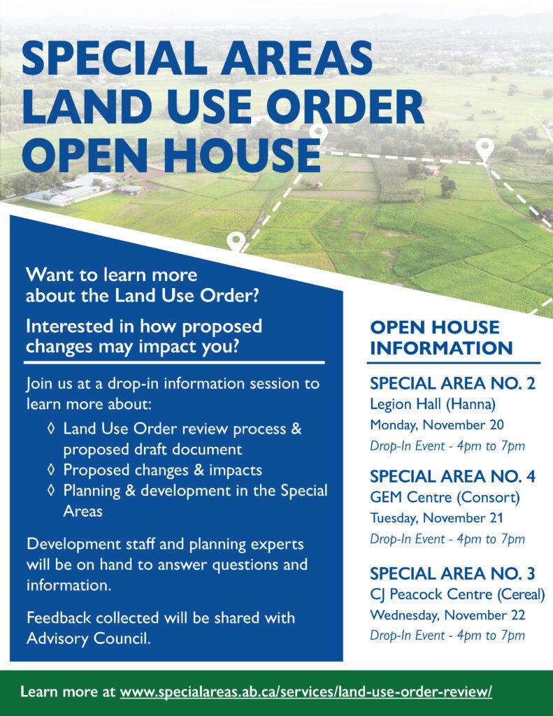 Land Use Order – Open House Events - Special Areas Board