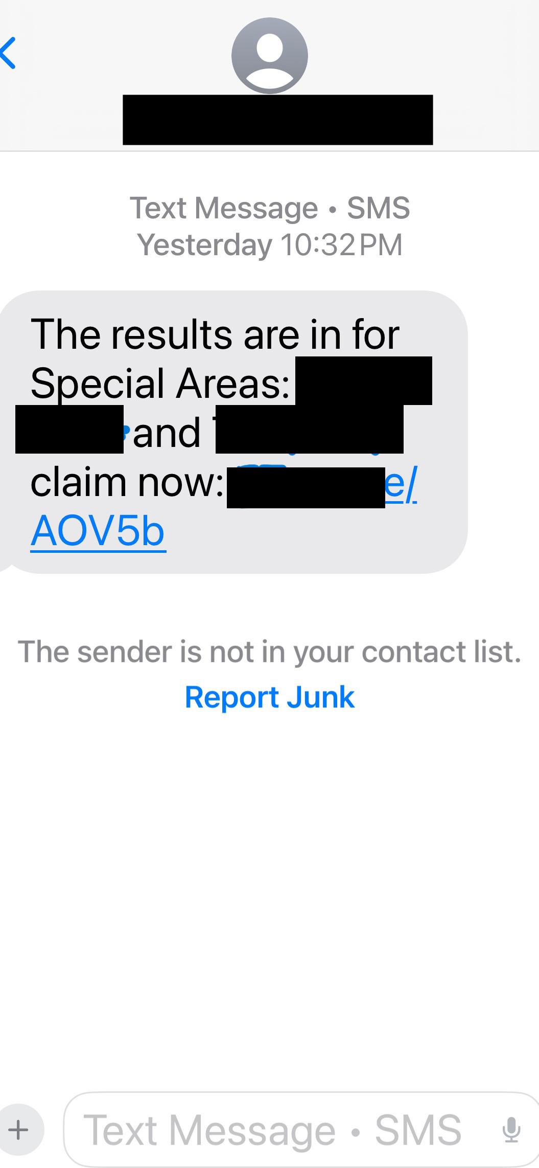 Scam Alert – Text Message Phishing - Special Areas Board